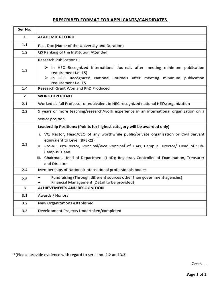 Prescribed Format | PDF | Educational Stages | Academia