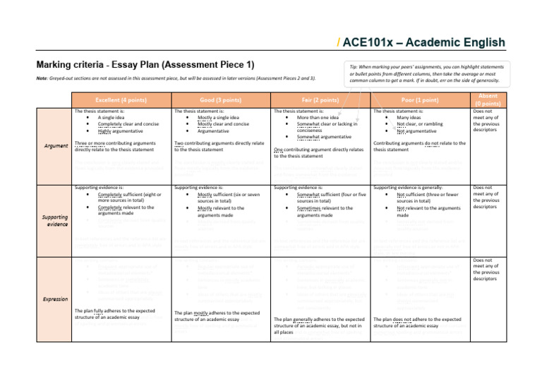Academic English Essay Plan Criteria | PDF | Argument | Logic