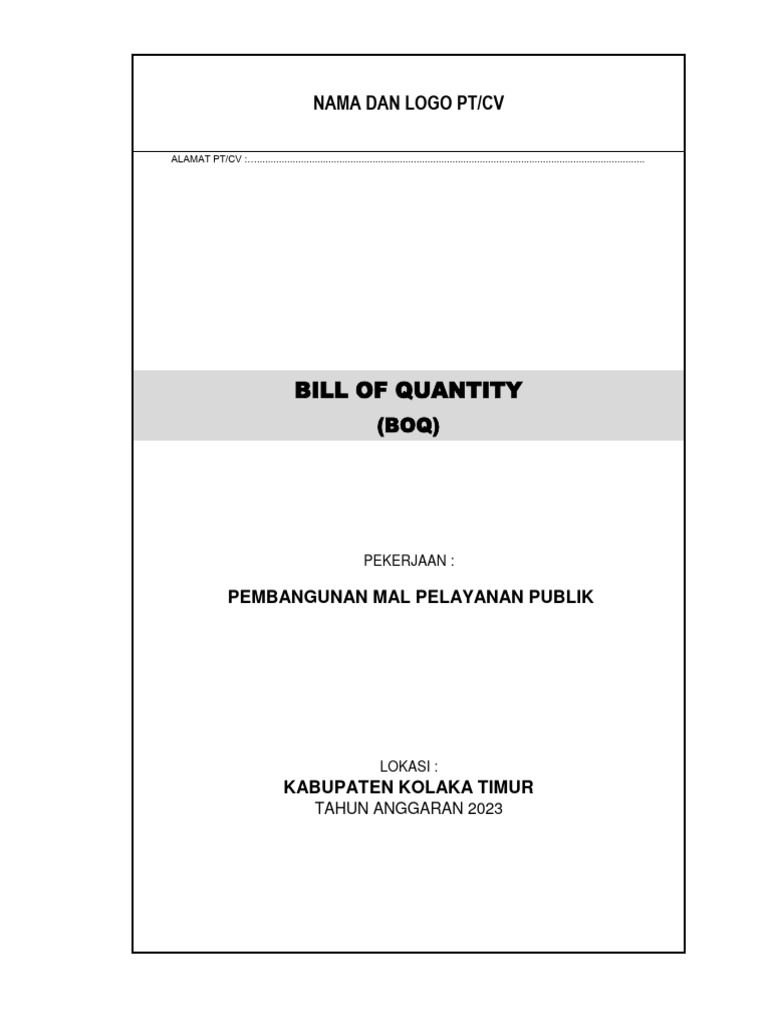 Bill of Quantity | PDF