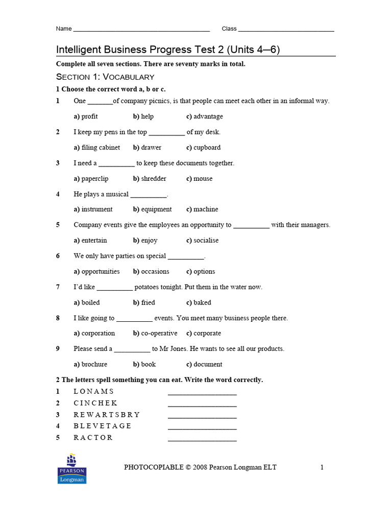 Cb1 Progress Test 2 Pdf Career Growth Art