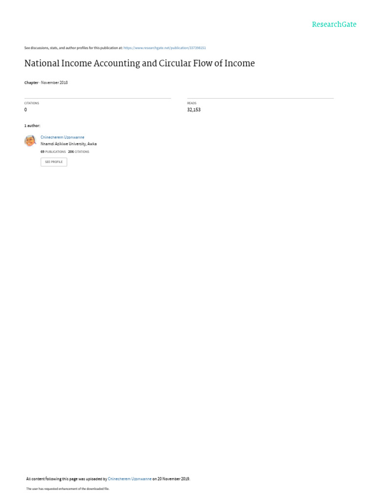 National Income Accounting and Circular Flow of Income: November 2018 ...