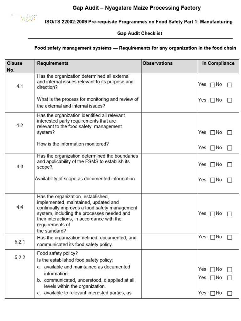 Checklist - ISO 22000 | PDF | Audit | Food Safety