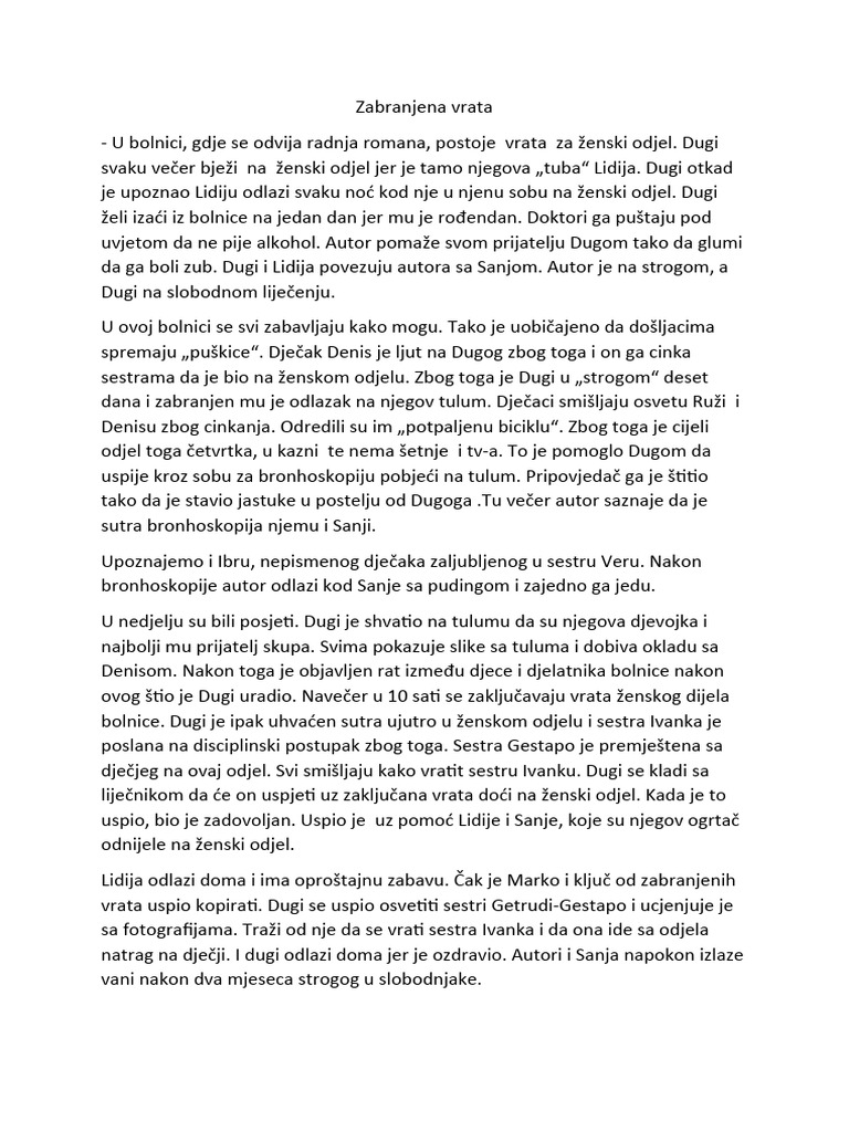 Lektira Zabranjena Vrata | PDF