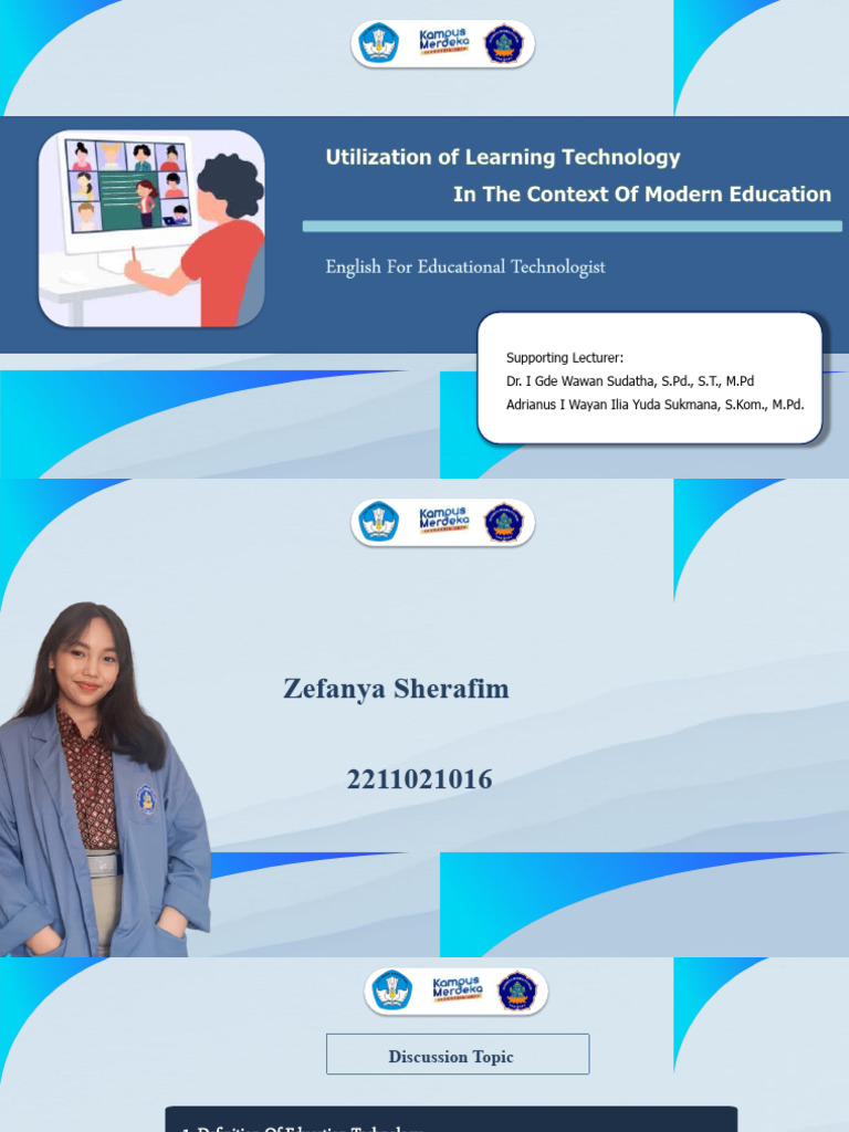 Zefanya Sherafim - Power Point UAS - Paper Ulization of Learning Technology in The Context of ...