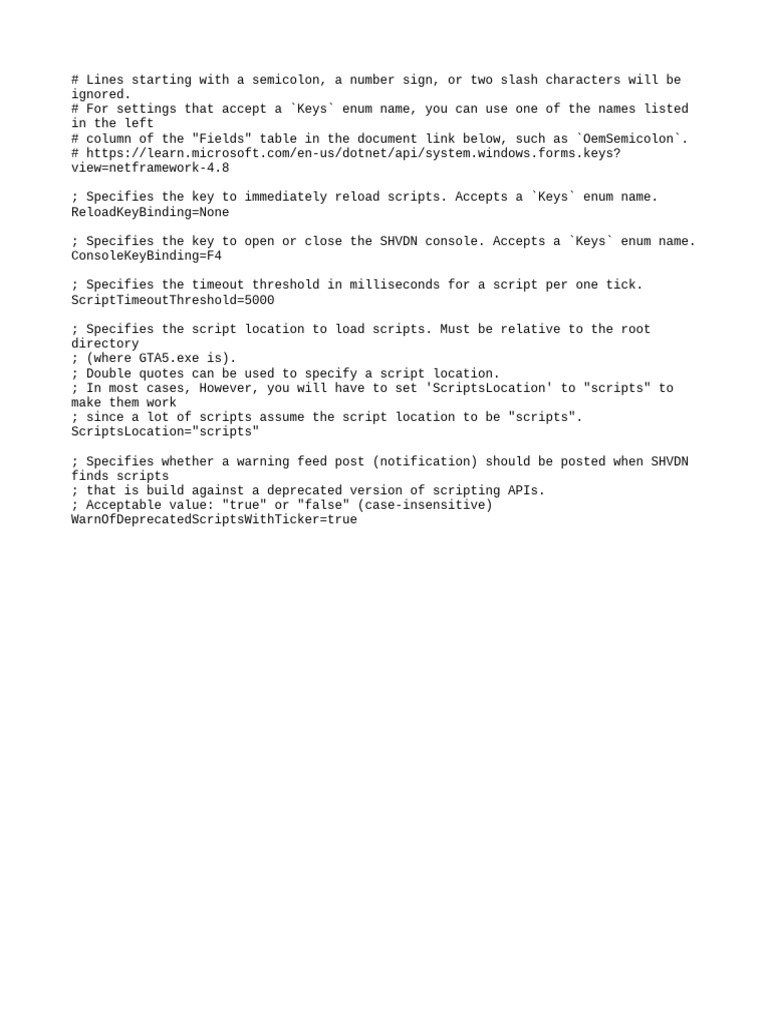 ScriptHookVDotNet Ini Example | PDF | Computers | Technology & Engineering