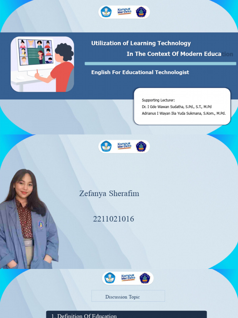 Zefanya Sherafim - Power Point UAS - Paper Ulization of Learning Technology in The Context of ...