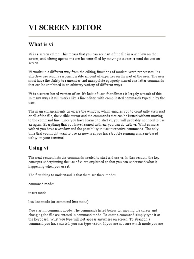 Vi Screen Editor | PDF