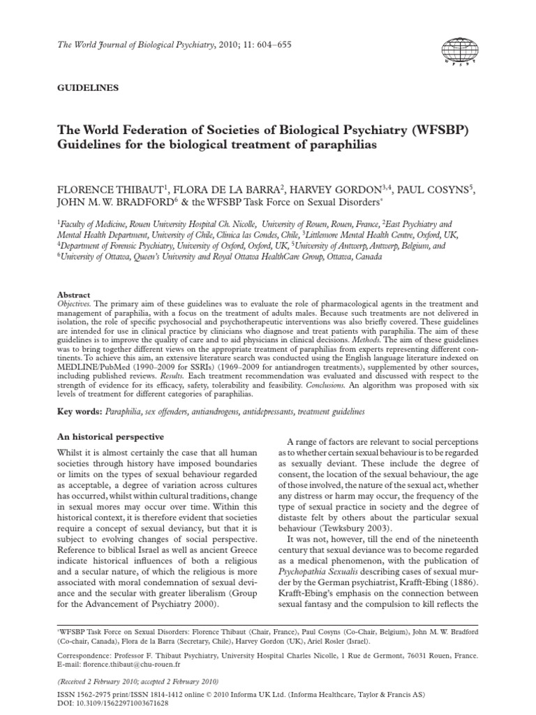 Paraphilias Guidelines | PDF | Pedophilia | Mental Disorder