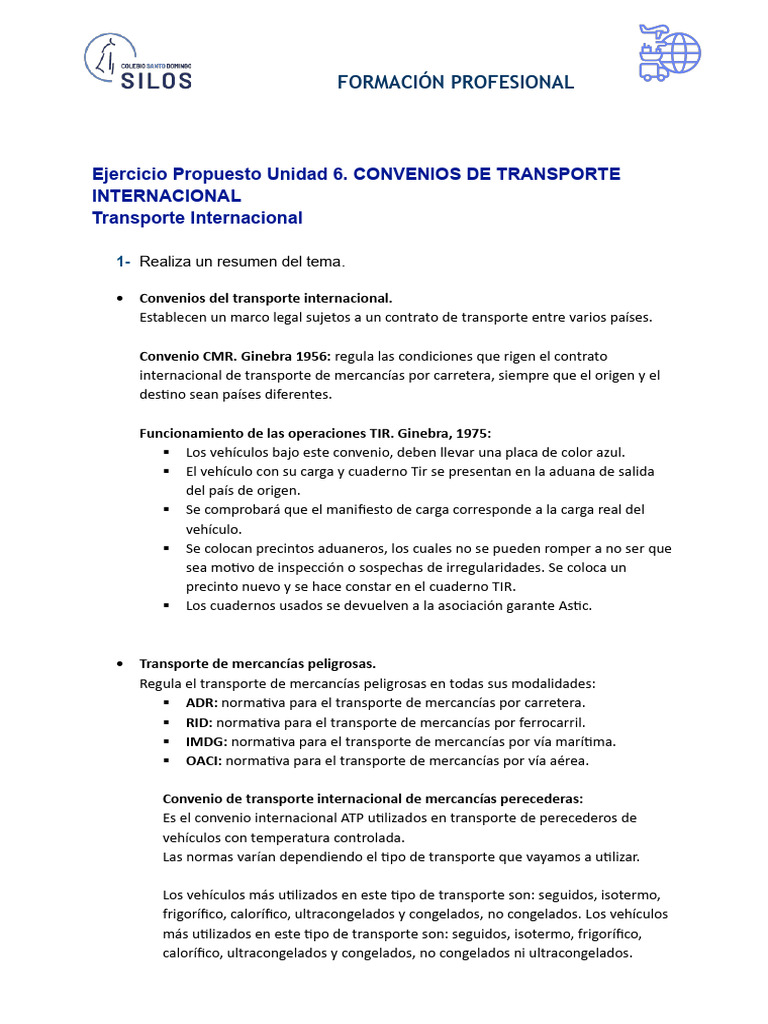 Ejercicio Propuesto UD 6 TIM | PDF | Transporte | El comercio internacional