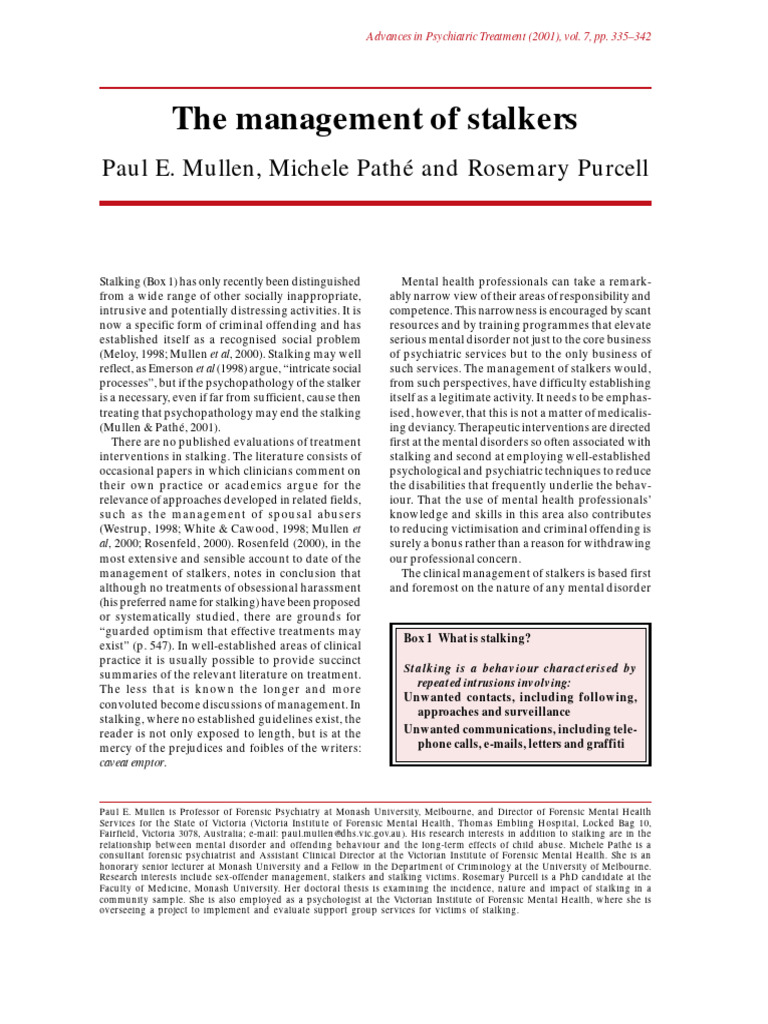 Stalking | PDF | Stalking | Mania