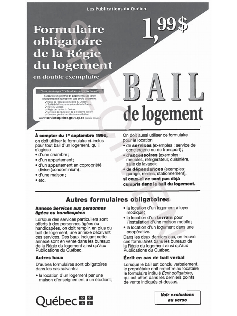 Copy-of-Bail Officiel Du Québec | PDF