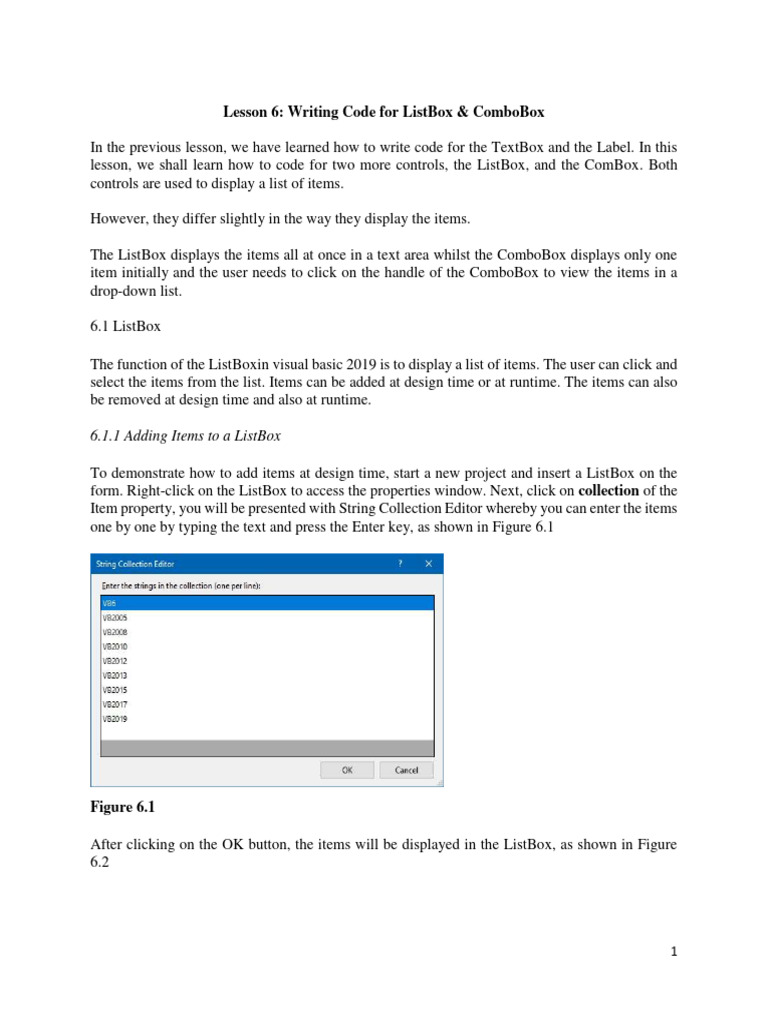 Lesson 6 Writing Code For ListBox ComboBox | PDF | Programming Paradigms | Computing