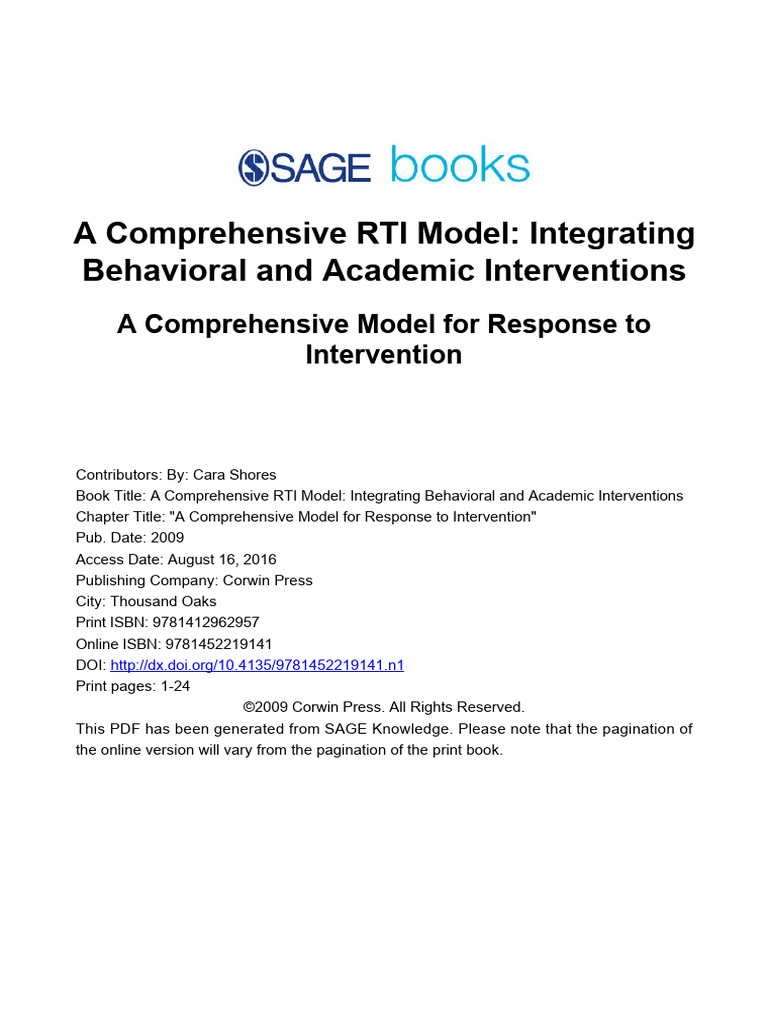 A Comprehensive RTI Model | PDF | Psychological Concepts | Behavioural ...