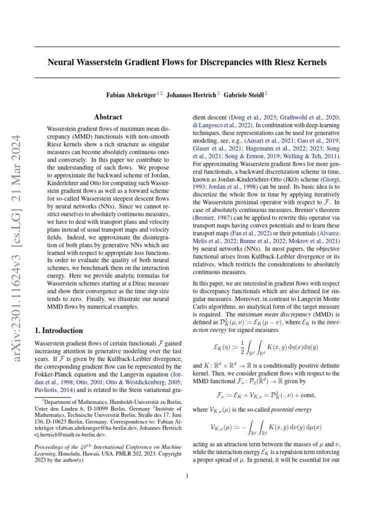 Neural Wasserstein Gradient Flows For Discrepancies With Riesz Kernels | PDF | Gradient ...