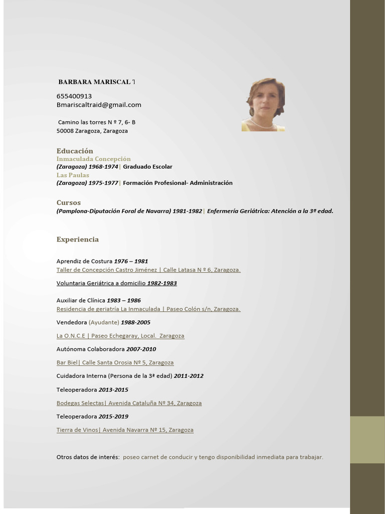 Curriculum Barbara | PDF | Ciencias sociales | Salud y bienestar