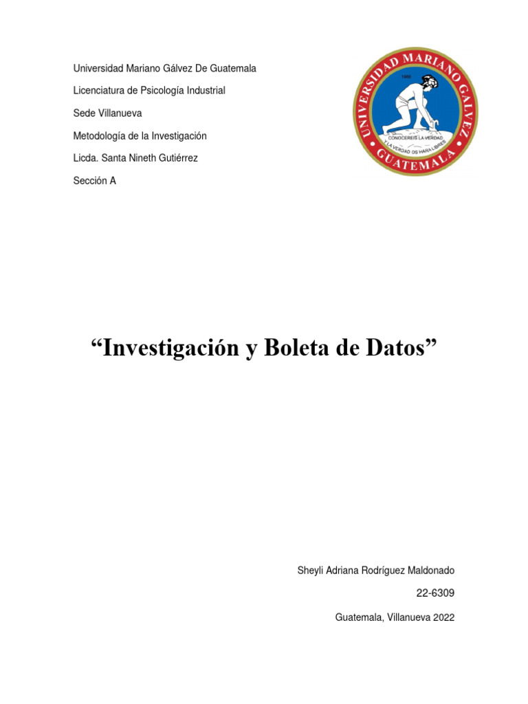 Investigacion y Boleta de Datos | PDF | Business | Cognición