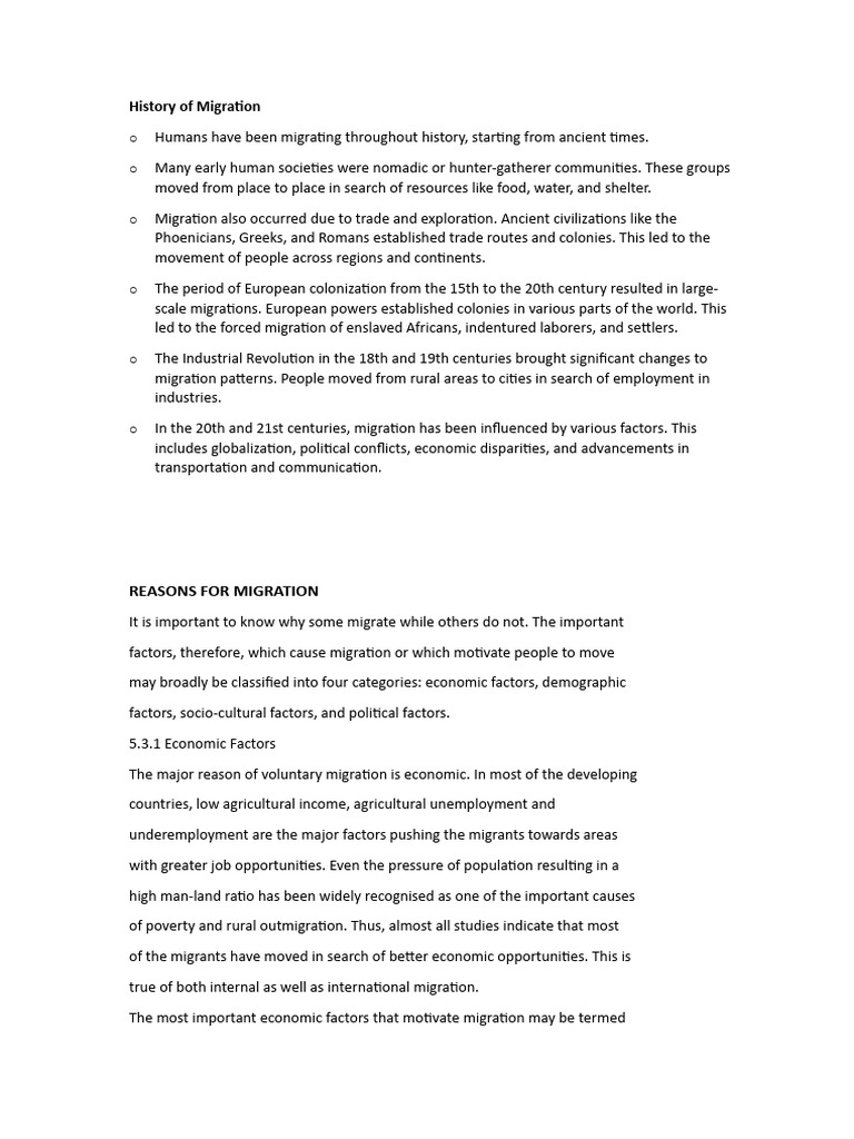 History Of Migration Pdf Human Migration Immigration