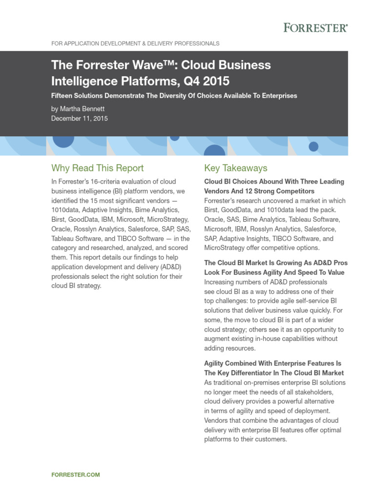 Forrester Cloud BI Platforms Q4 2015 | PDF | Cloud Computing | Business ...
