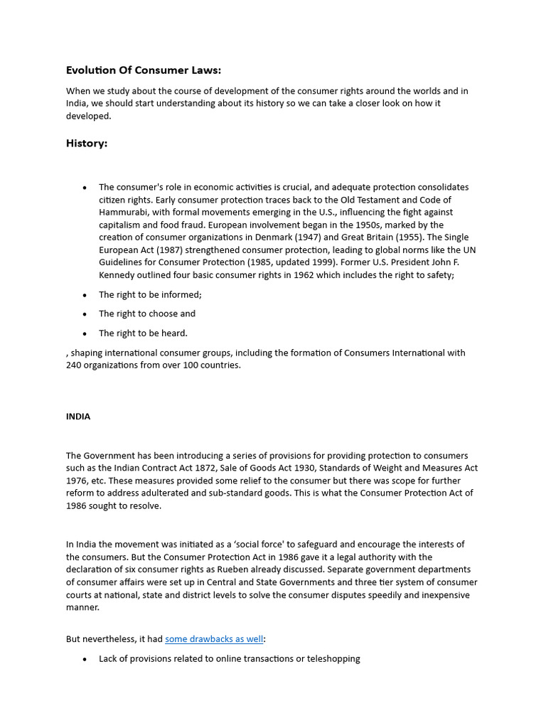Evolution of Consumer Laws - LAW CIA 2 SPEECH | PDF | Consumer ...
