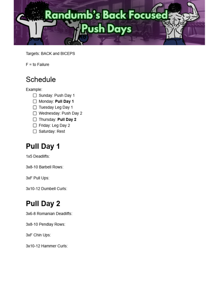 Pull Day Workout Schedule | PDF