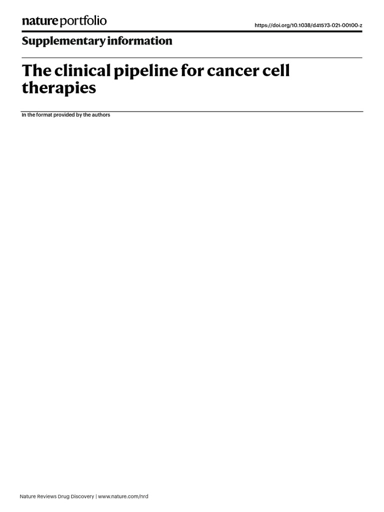 Upadhaya Et Al 2021 Clinical Pipeline For Cancer Cell Therapies SI ...