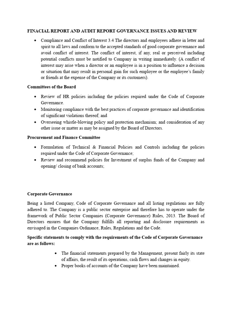 CG Assignment Financial Report | PDF | Audit | Corporate Governance