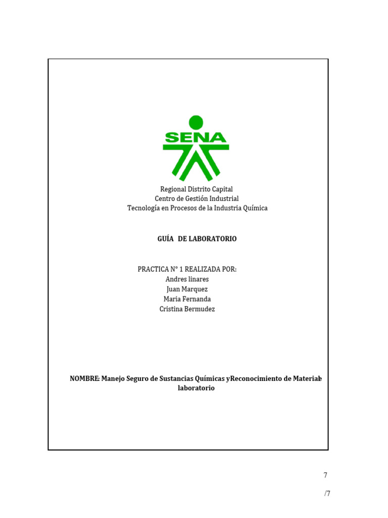 Practica 1 Inf Lab | PDF | Laboratorios | Ácido clorhídrico