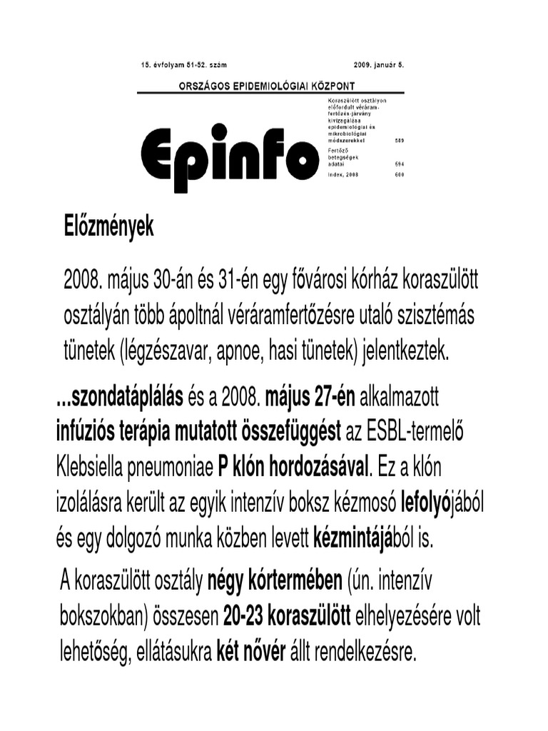 Trethon Andras Nosocomialis Fertozesek 2010 | PDF