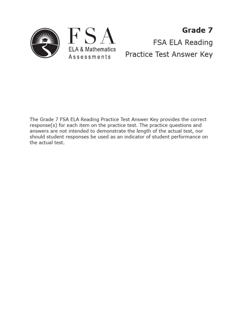 FSA 2020 7R Practice-Test Answer-Key CBT FBL2 | PDF
