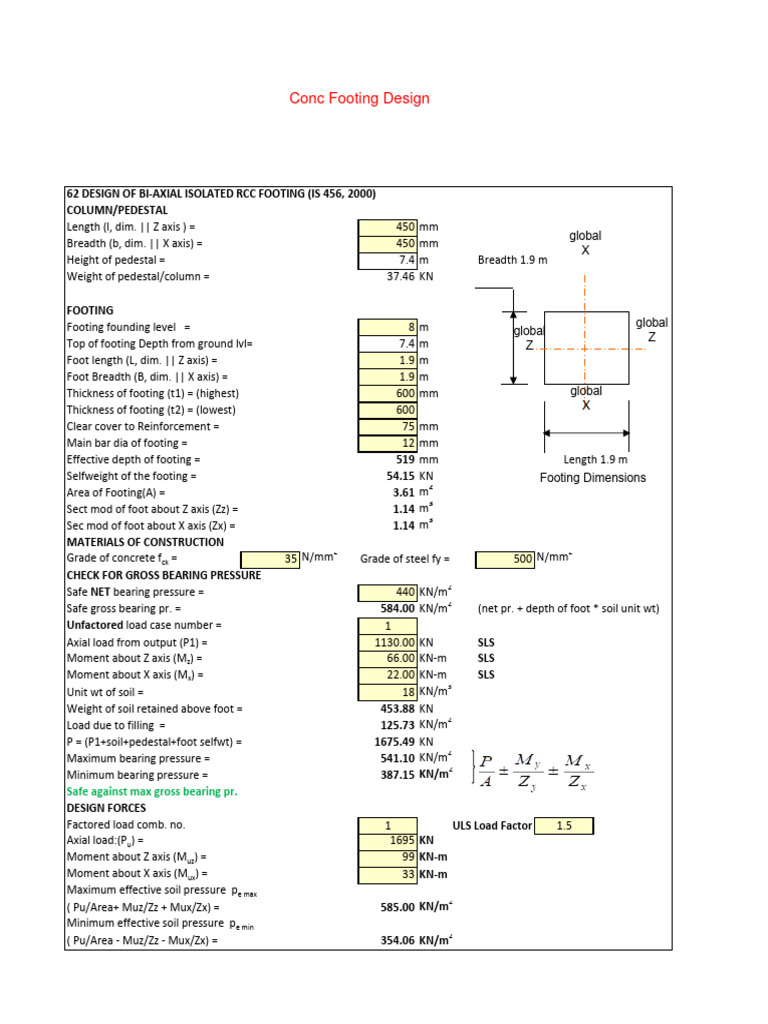 Conc Footing Design | PDF