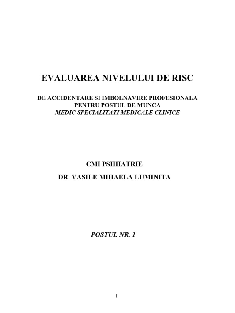 Evaluarea Riscurilor pentru Medici | PDF | Self-Improvement | Wellness