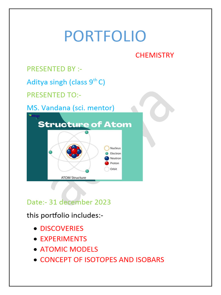 Aditya Portfolio | PDF | Atoms | Atomic Nucleus
