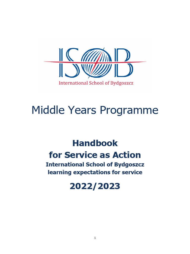 Myp Service As Action Handbook 2022 2023 | PDF | Learning | Cognition