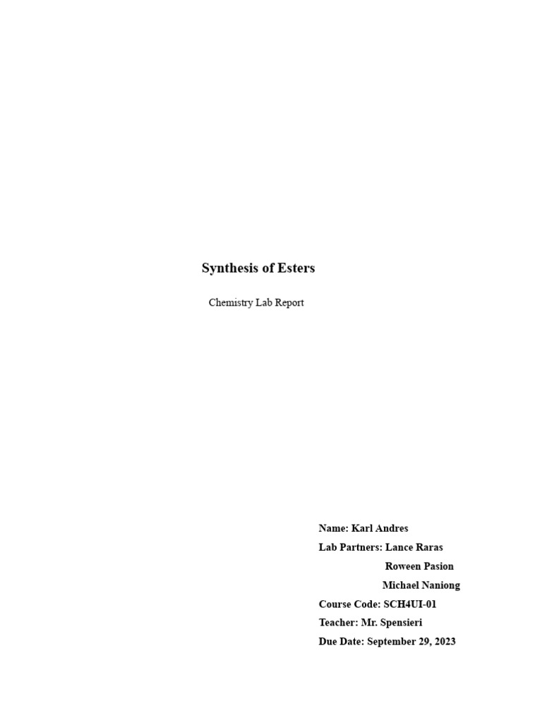 Synthesis of Esters | PDF