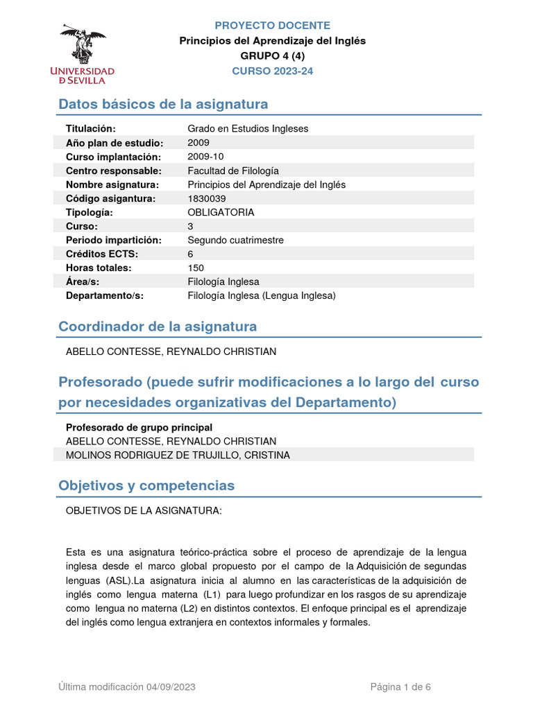 Proyecto 1830039 2023-24 4 | PDF | Aprendizaje | Segundo lenguaje