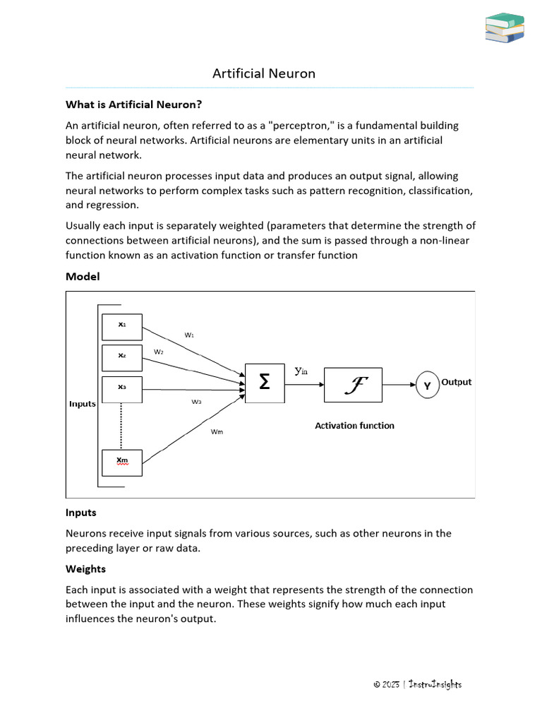 Artificial Neuron and Its Model | PDF | Computers