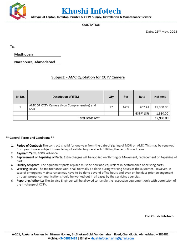 AMC Contract Formet | PDF