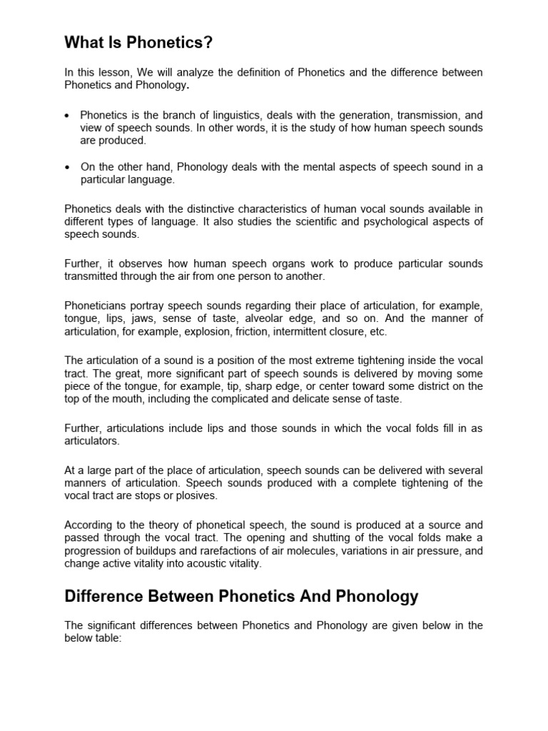 Understanding Phonetics vs. Phonology | PDF | Language Arts & Discipline