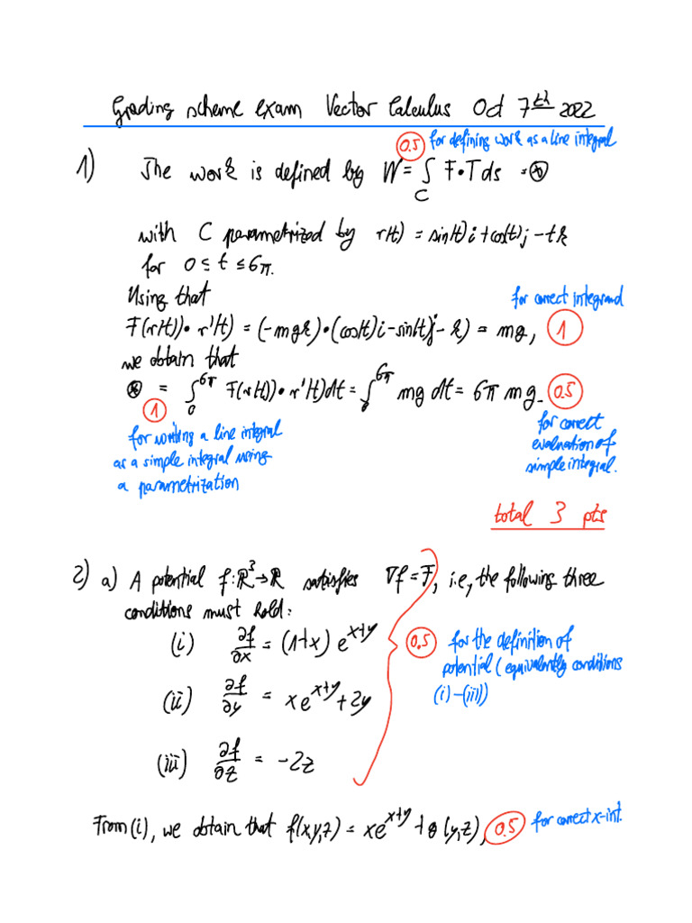 Grading Scheme, Exam Vector Calculus, Oct 7th 2022 | PDF