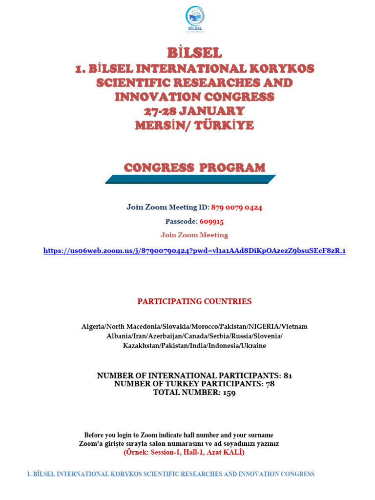 Bilsel: 1. Bilsel International Korykos Scientific Researches and ...