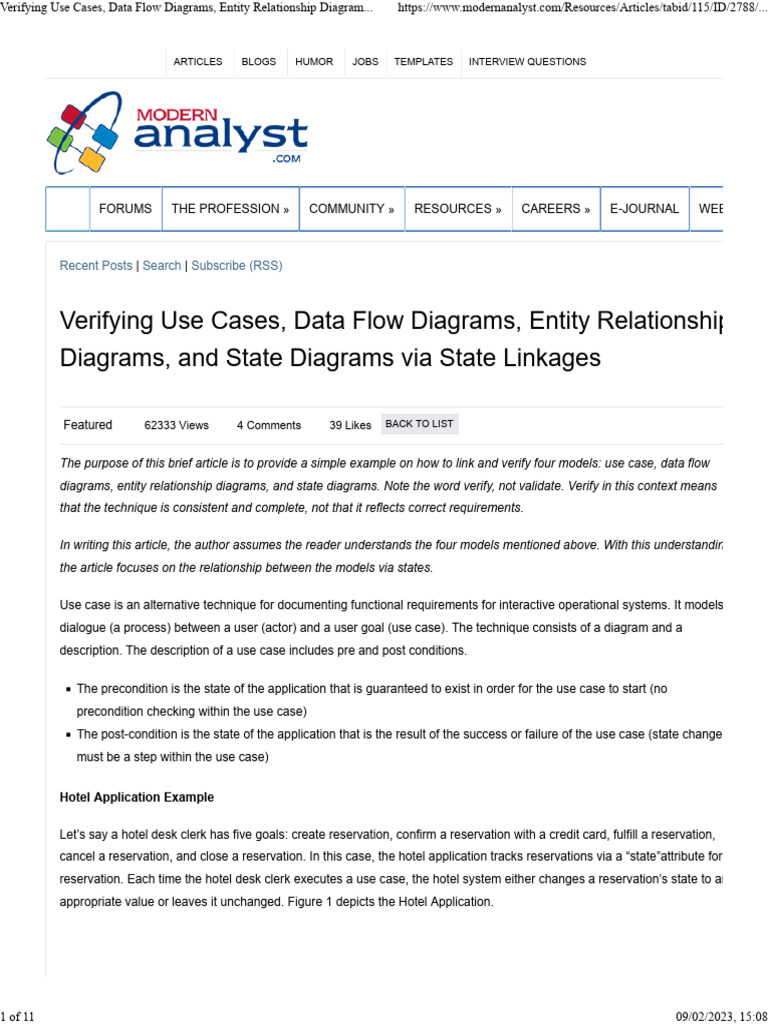 Verifying Use Cases, Data Flow Diagrams, Entity Relationship Diagrams, and State Diagrams Via ...