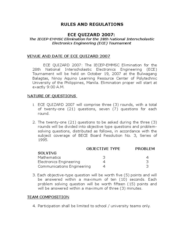 Rules and Regulations | PDF | Question