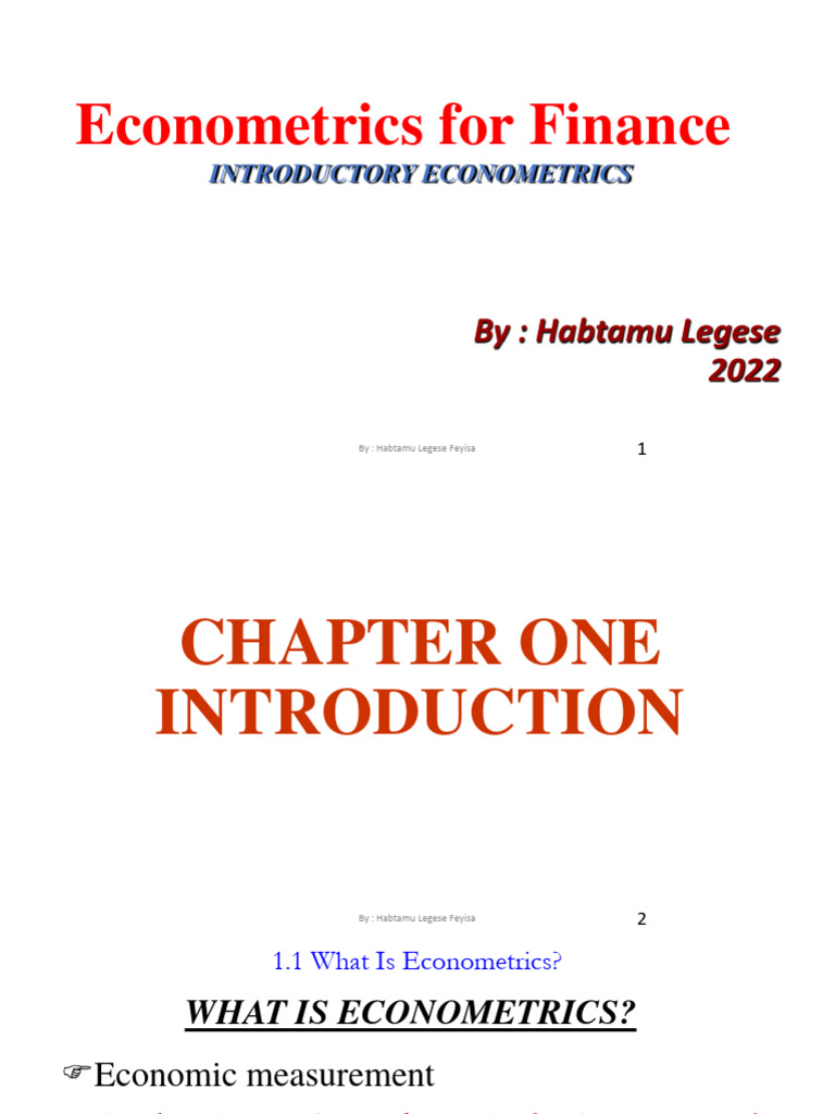 Econometrics Chapter One | PDF