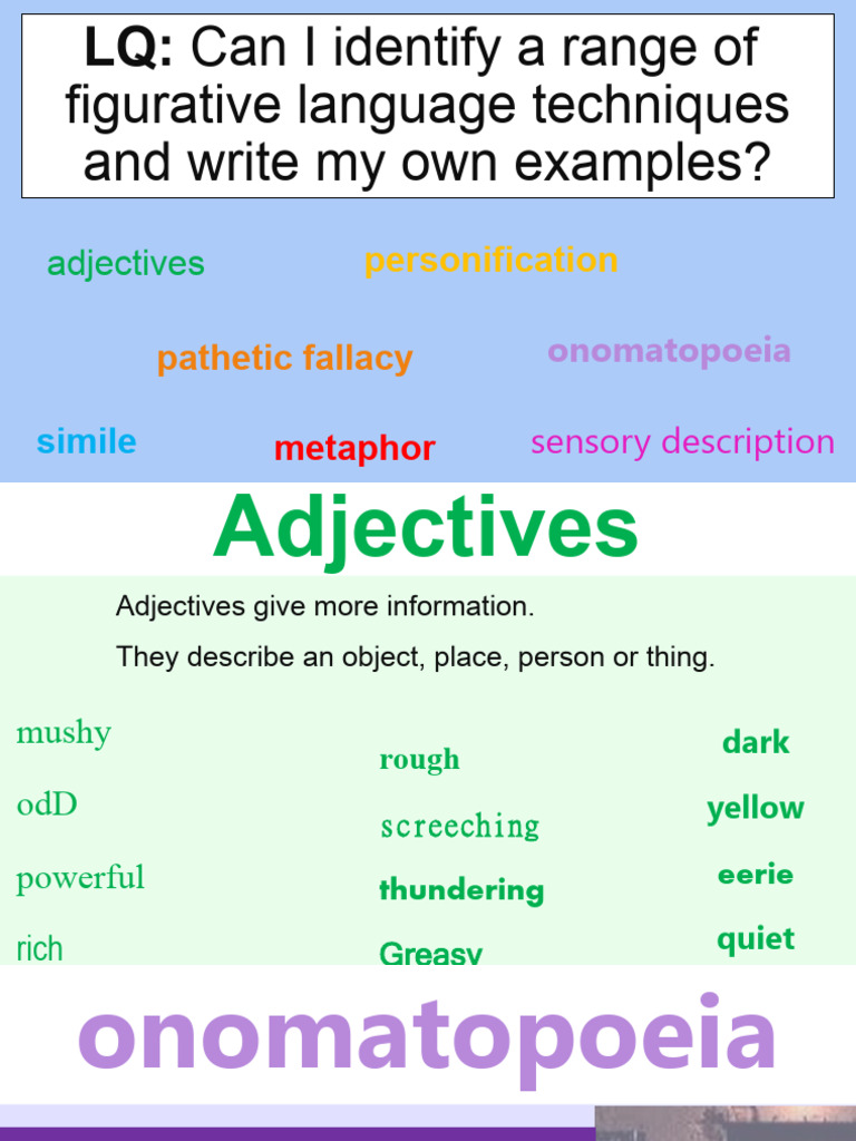 Figurative Language Techniques Guide | PDF | Metaphor | Senses