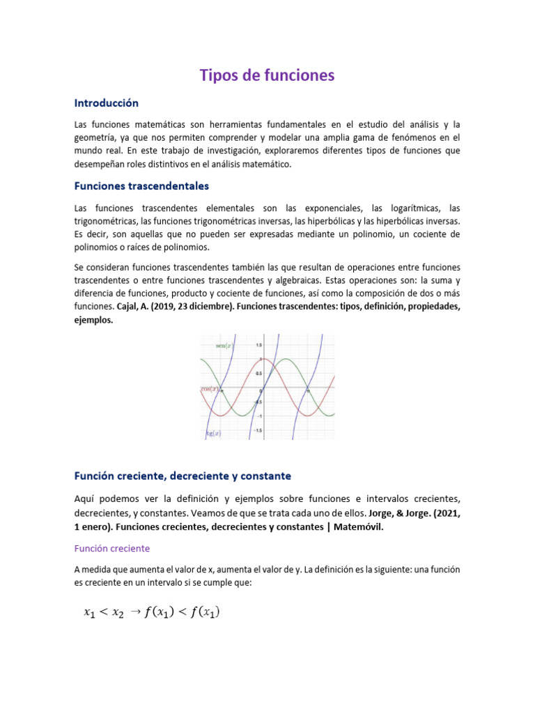 Tipos de Funciones | PDF | Función (Matemáticas) | Matemáticas