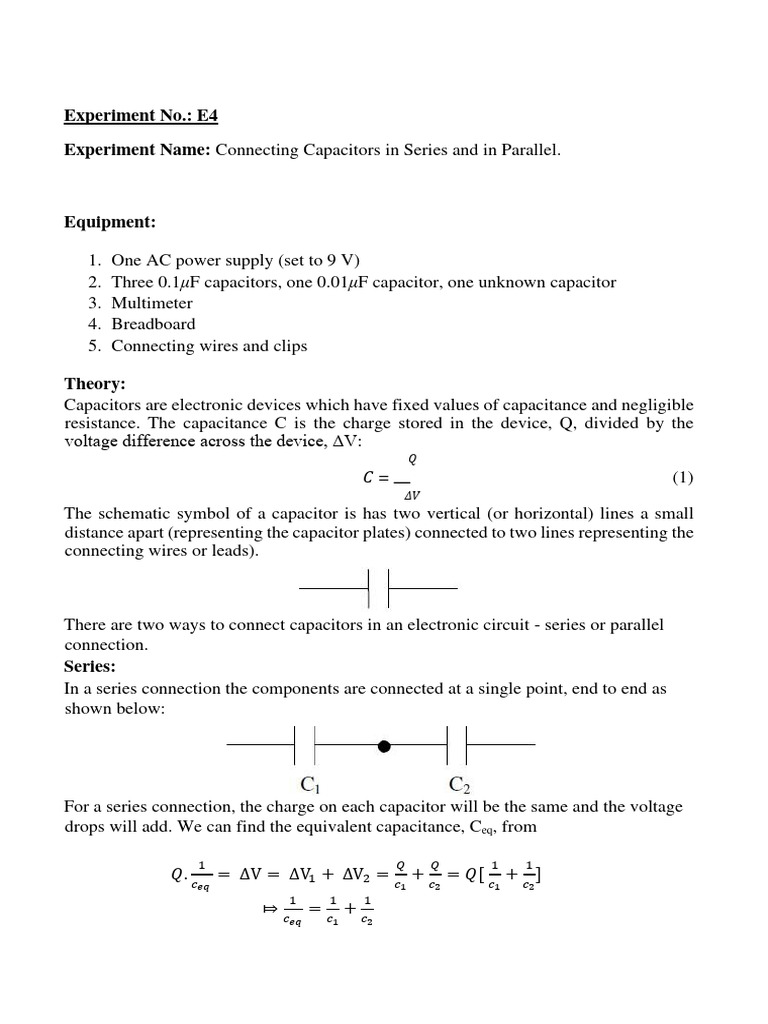 Lab Report E4 | PDF | Capacitance | Capacitor