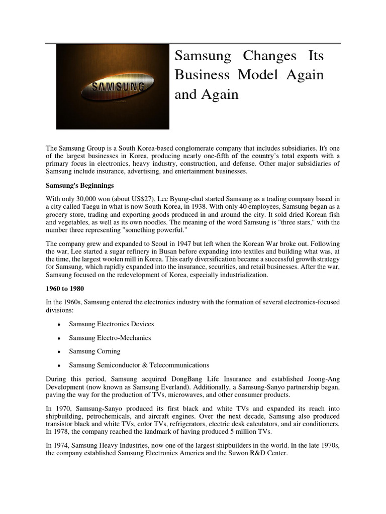 Samsung's Evolution: From Trading to Tech Giant | PDF | Samsung ...