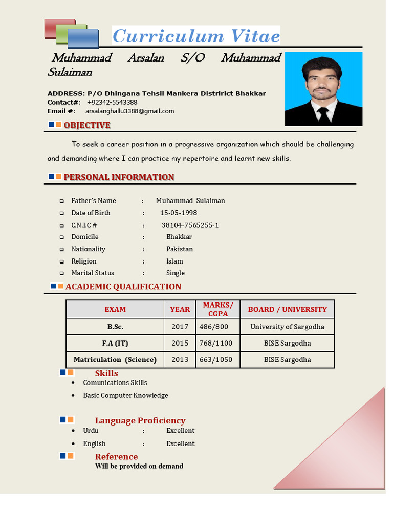 CV Muhammad Arsalan 1 | PDF