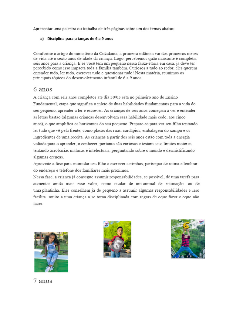 Disciplina para Criancas de 6 A 9 Anos | PDF | Adolescência