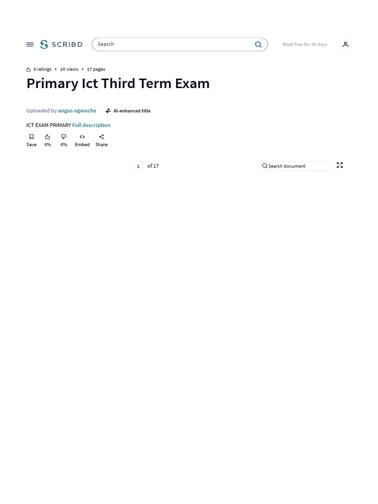 Primary Ict Third Term Exam - PDF - Computer Keyboard - Input - Ou ...